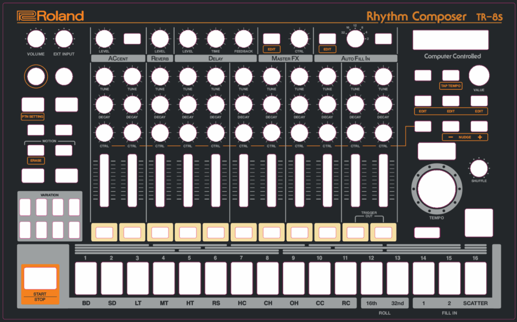 Roland TR-8S: 808 Overlay – SynthGraphics